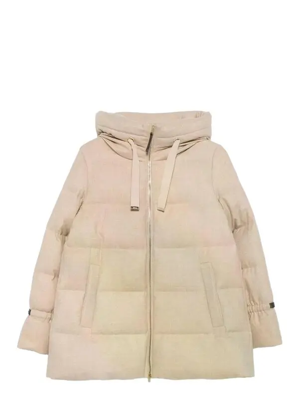 Herno Quilted Zip-up Hooded Coat - Neutrals