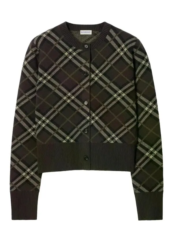 Burberry Check-pattern Cashmere Cardigan - Brown