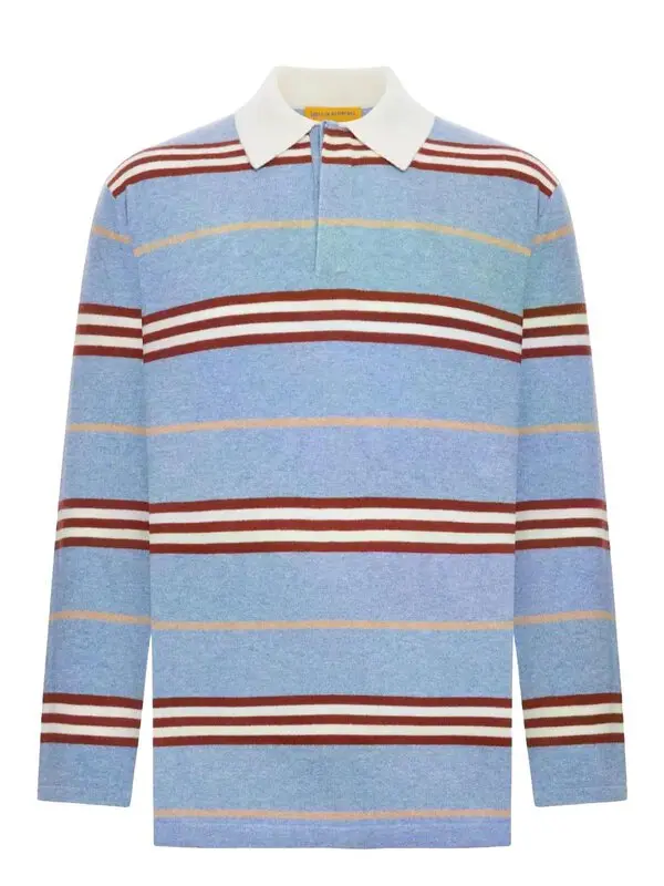 Guest In Residence Striped-pattern Long-sleeve Polo Shirt - Blue