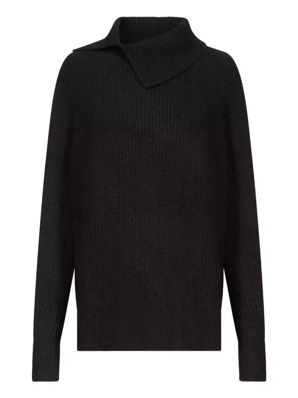 Loulou De Saison Cecil Ribbed Stand-collar Sweater - Black