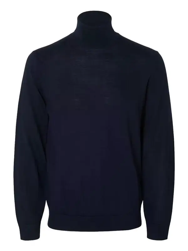 SELECTED Merino Wool Turtleneck Sweater - Blue