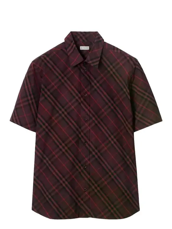 Burberry Check Cotton Shirt - Purple