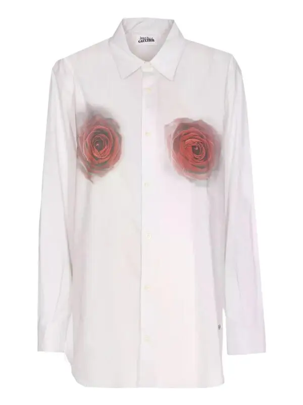 Jean Paul Gaultier Rose-print Button-down Shirt - White