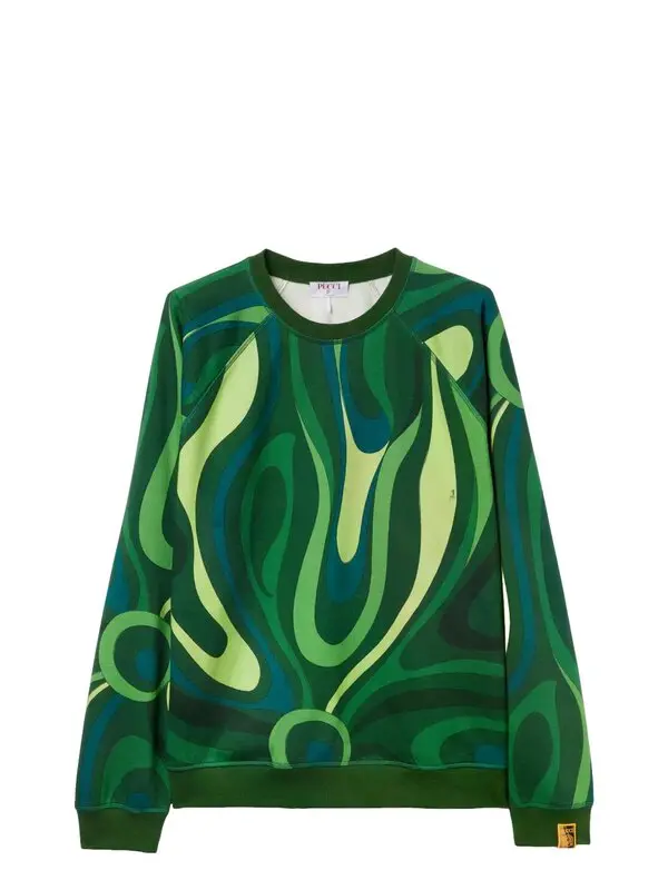 Emilio Pucci Marmo-print Fleece Sweatshirt - Green