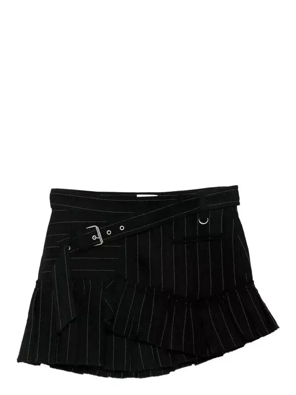 Isabel Marant Pinstriped Ruffled Skirt - Black