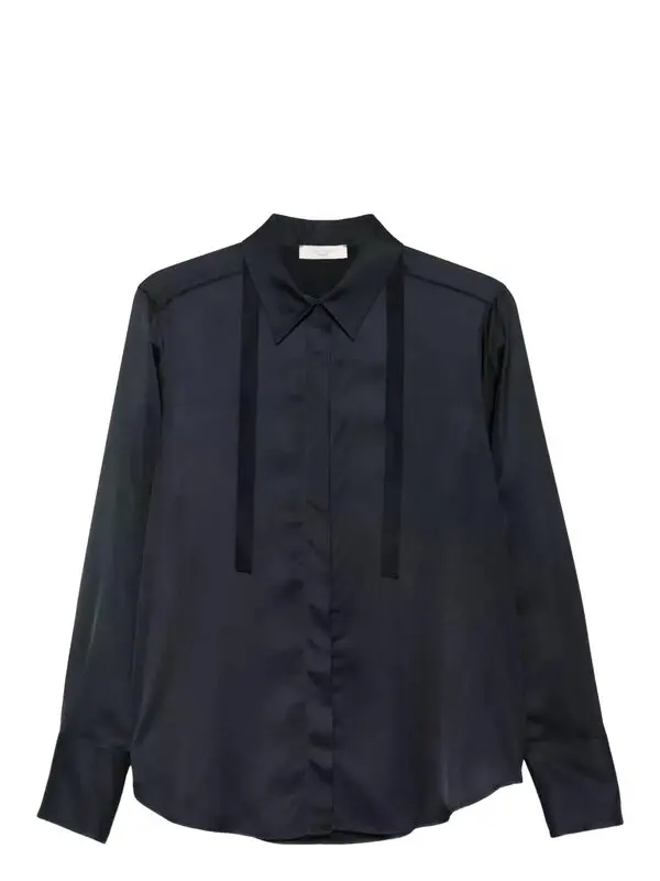 Incotex Ribbon-detail Long-sleeve Shirt - Black