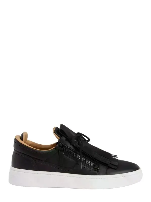 GIUSEPPE ZANOTTI Fringed Leather Sneakers - Black