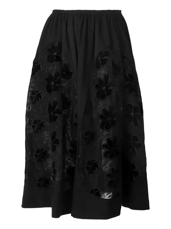 Comme Des Garçons Embroidered Flared Skirt - Black