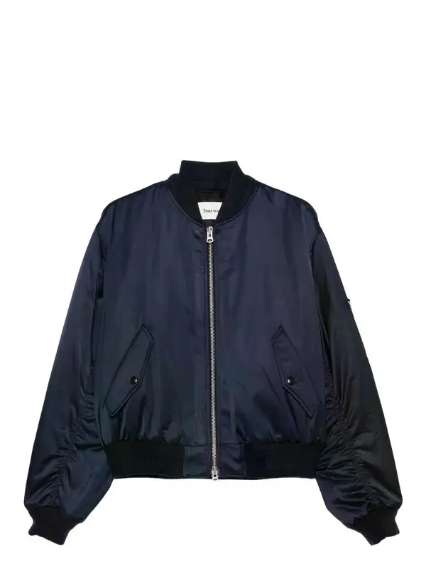 TONYWACK Zip-front Patch-pocket Bomber Jacket - Blue