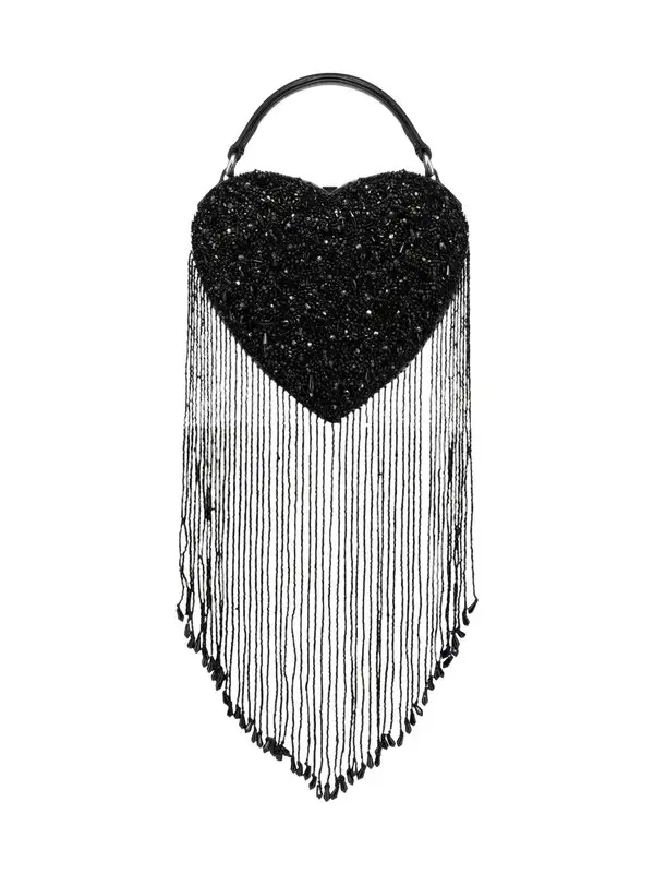 Moschino Heart-shaped Beaded Tote Bag - Black