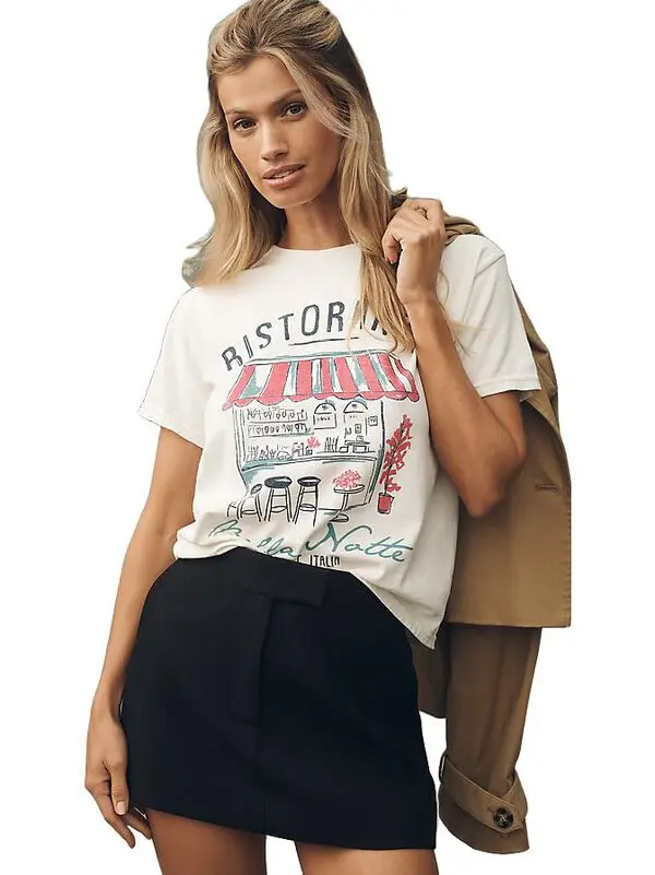 Anthropologie Ristorante Graphic Tee - Ivory