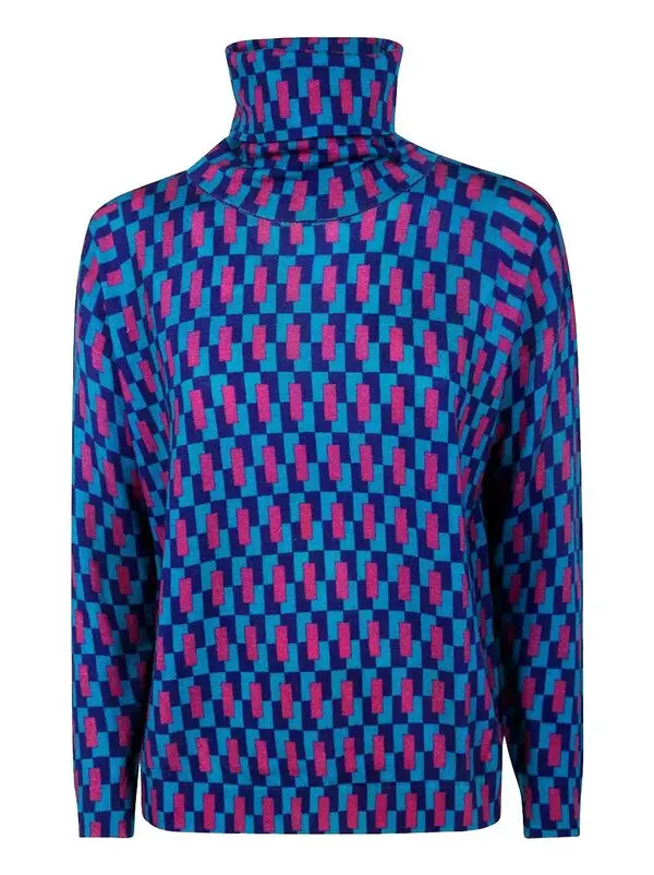 IN BED WITH YOU Geometric-pattern Jumper - Blue