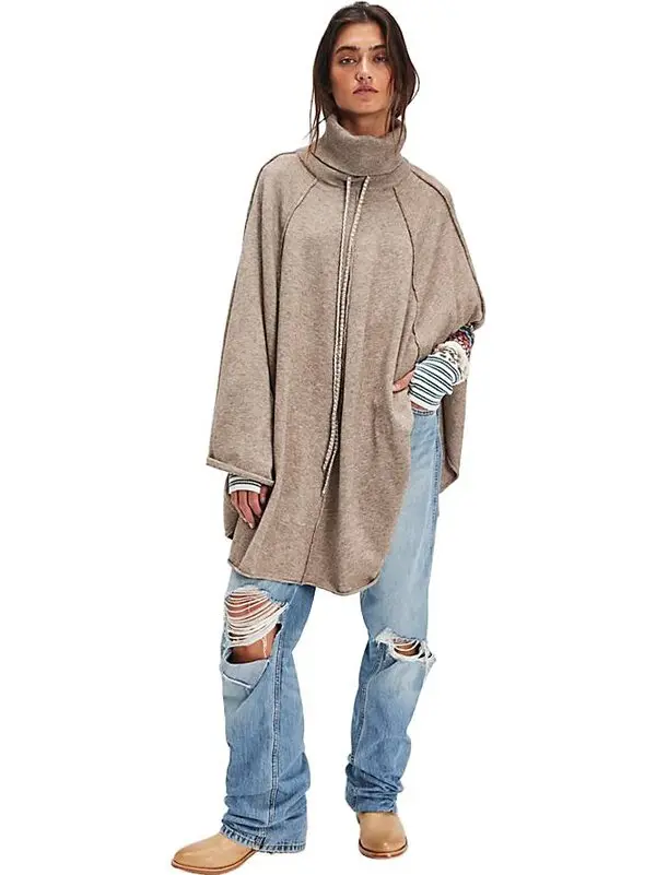 Free People Knitted Poncho - Neutral