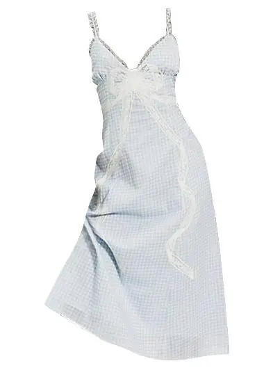 For Love & Lemons Gingham Midi Dress - Blue