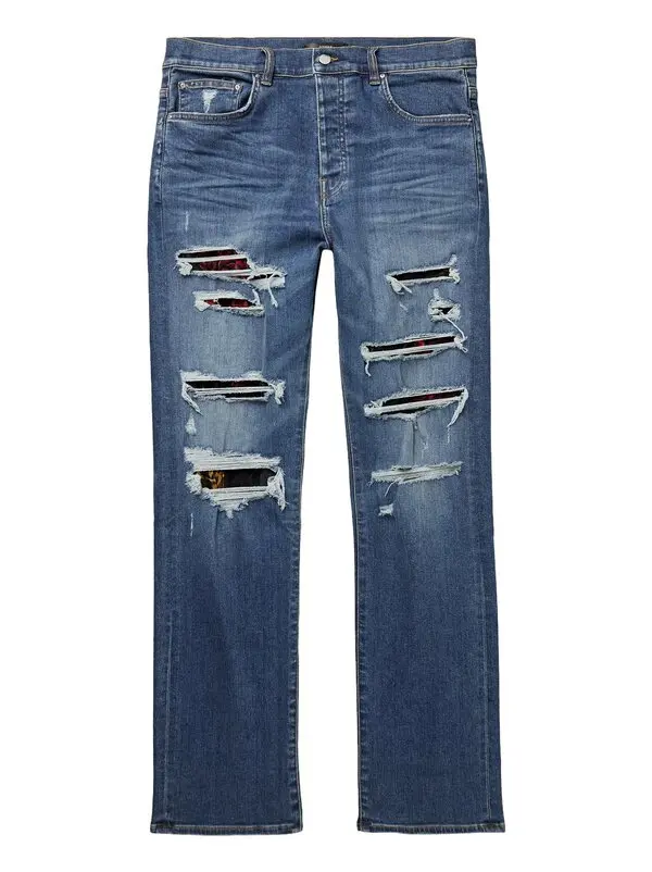 Amiri Thrasher Slim-fit Panelled Jeans - Blue