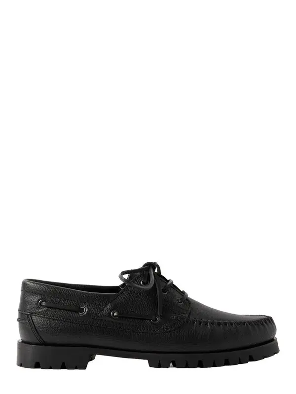 VINNY'S Aztec Leather Boat Shoes - Black