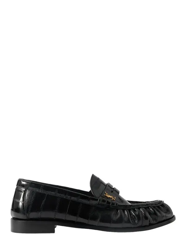 Saint Laurent Monogram Logo-appliquéd Eel Penny Loafers - Black