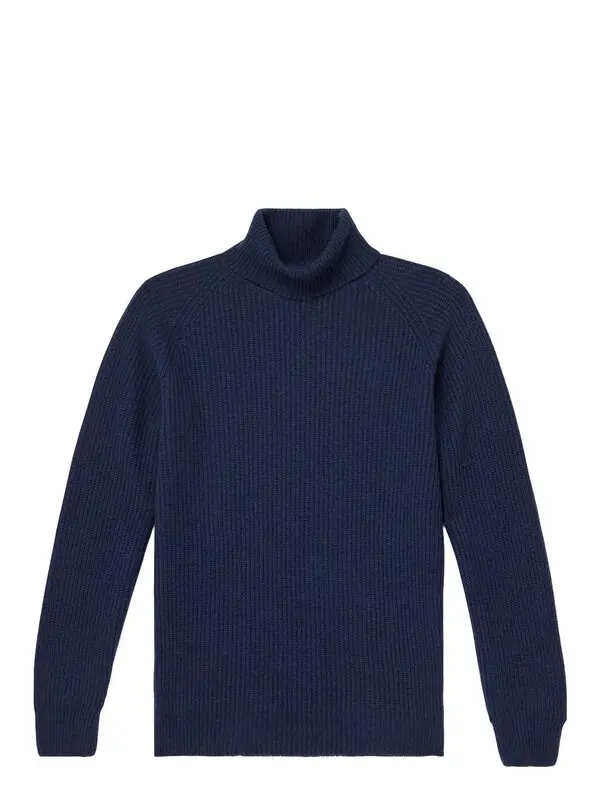 John Smedley Auckland Recycled Cashmere And Wool-blend Rollneck Sweater - Blue