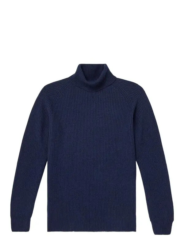 John Smedley Auckland Recycled Cashmere And Wool-blend Rollneck Sweater - Blue