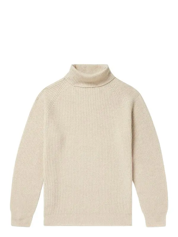 John Smedley Auckland Recycled Cashmere And Wool-blend Rollneck Sweater - Neutrals