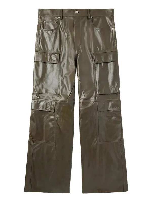 Rick Owens Straight-leg Leather Cargo Trousers - Green