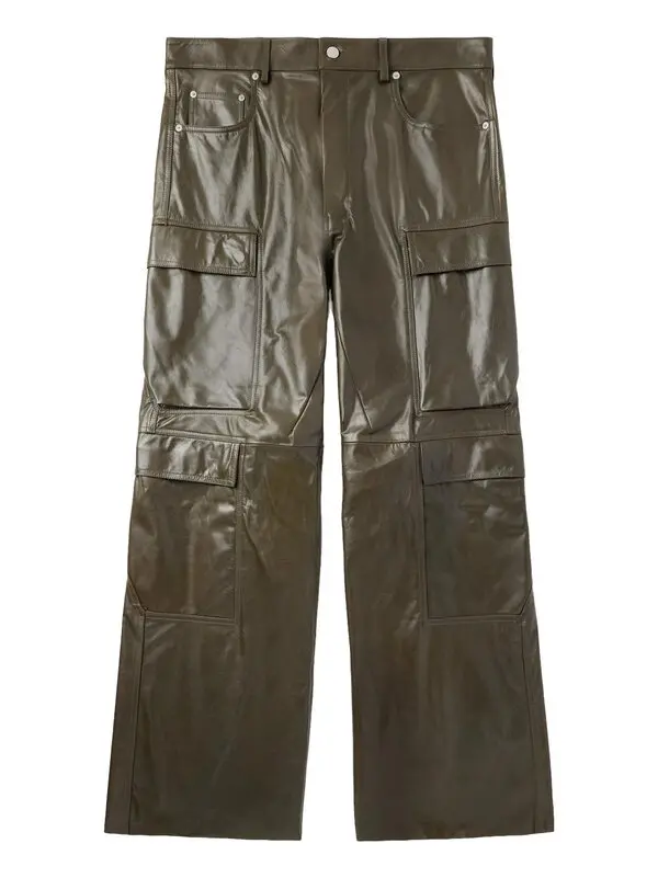 Rick Owens Straight-leg Leather Cargo Trousers - Green