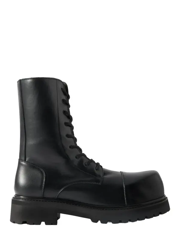 Vetements Stomp Leather Combat Boots - Black