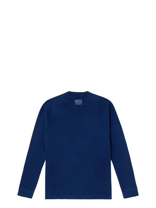 Blue Blue Japan Indigo-dyed Ribbed Stretch-cotton Jersey Sweatshirt - Blue