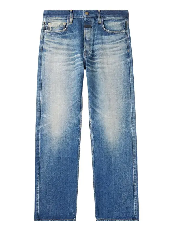 Fear Of God Straight-leg Logo-appliquéd Jeans - Blue