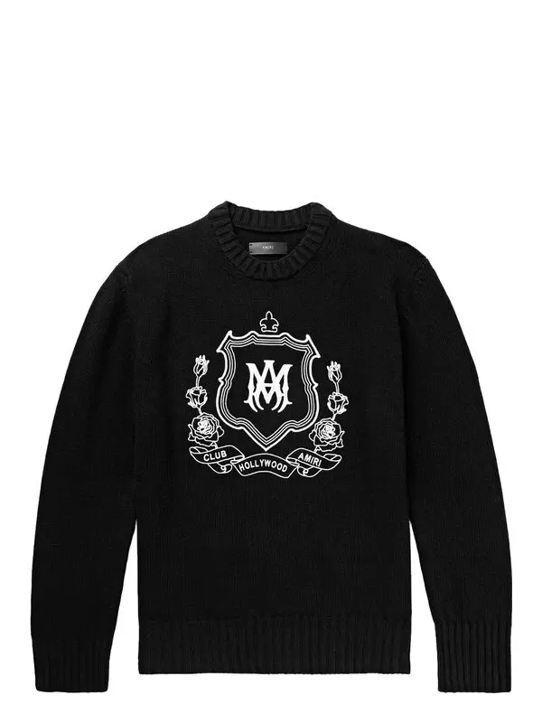 Amiri Logo-embroidered Wool Sweater - Black