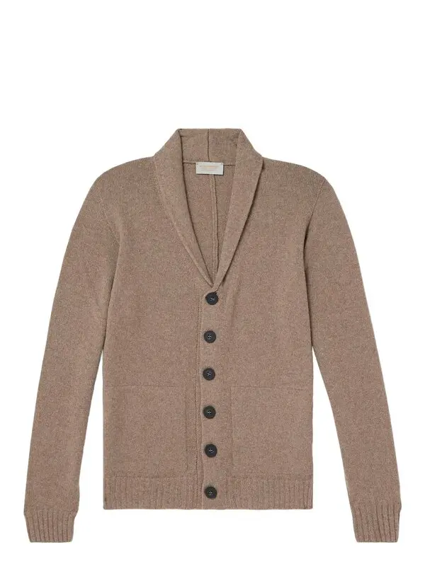 John Smedley Shawl-collar Recycled Cashmere And Merino Wool-blend Cardigan - Brown