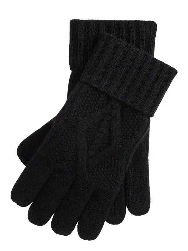 Ralph Lauren Cable-knit Wool-cashmere Gloves - Polo Black