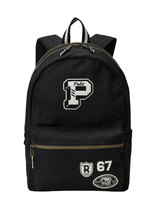 Ralph Lauren Letter Patch Canvas Backpack - Polo Black