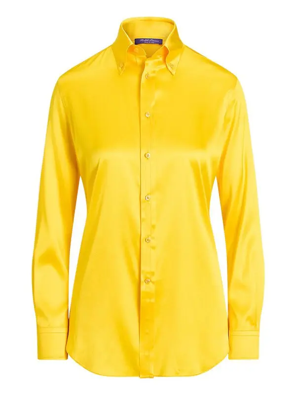 Ralph Lauren Cameron Straight Fit Silk Shirt - Racing Yellow