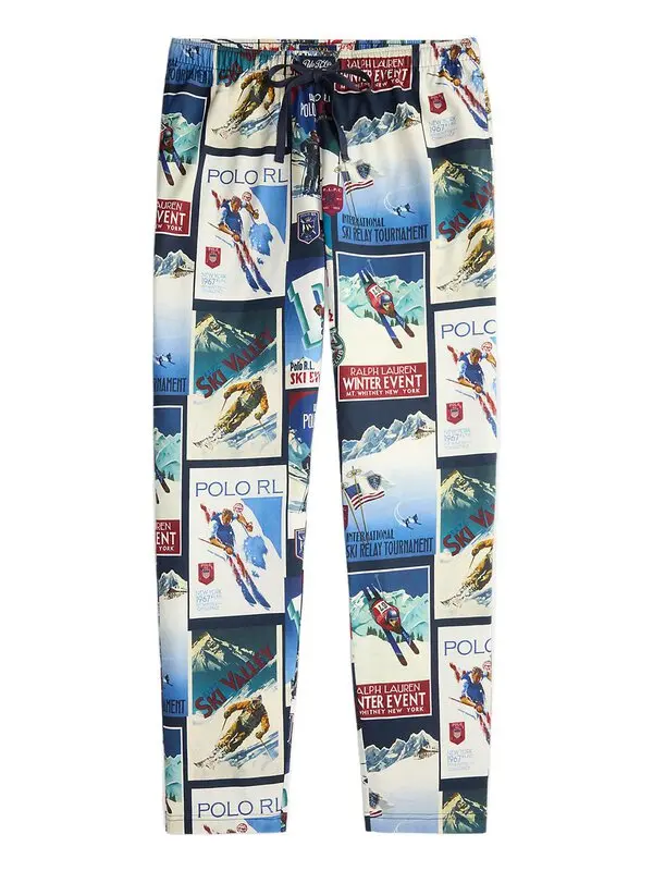 Ralph Lauren Print Jersey Pajama Pant - Winter Sport Poster Print