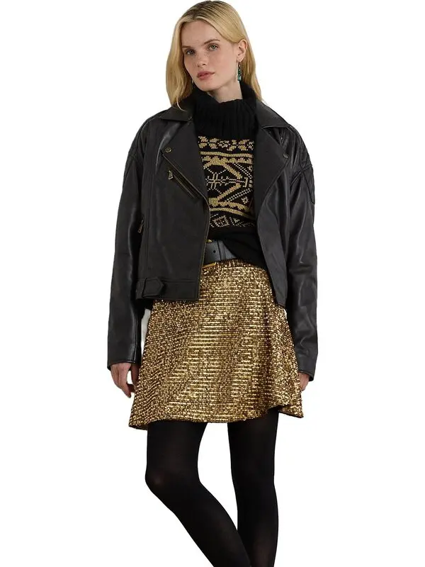 Ralph Lauren Sequined A-line Mini Skirt - Gold Multi
