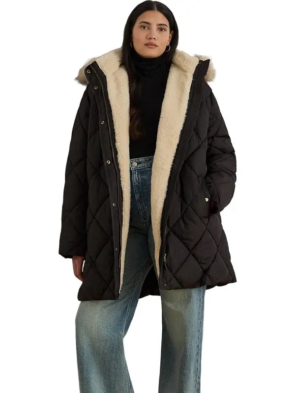 Ralph Lauren Faux-fur-trim Hooded Quilted Coat - Black