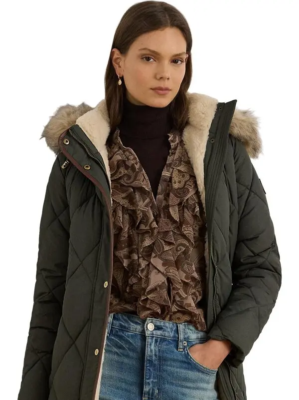 Ralph Lauren Faux-fur-trim Hooded Quilted Coat - Litchfield Loden