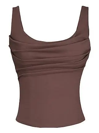House Of Cb Drape Neck Jersey Corset Top - Chocolate