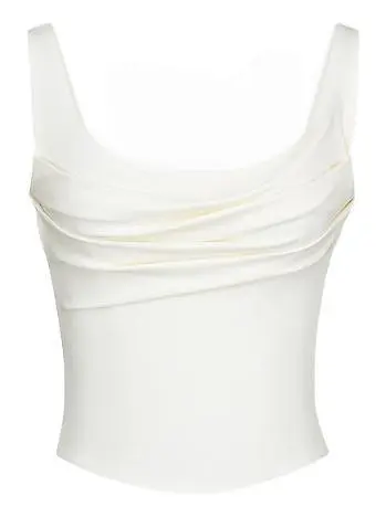 House Of Cb Drape Neck Jersey Corset Top - Ivory