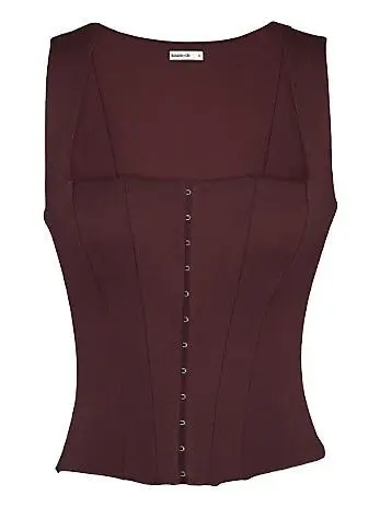 House Of Cb Balconette Stretch-jersey Corset Top - Chocolat