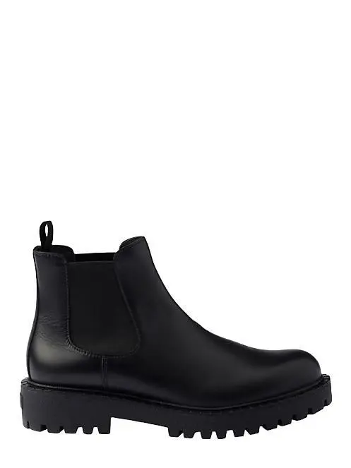 Prada Lug Tread Leather Chelsea Boots - Black