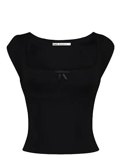 House Of Cb Cap Sleeve Corset Jersey Top - Black