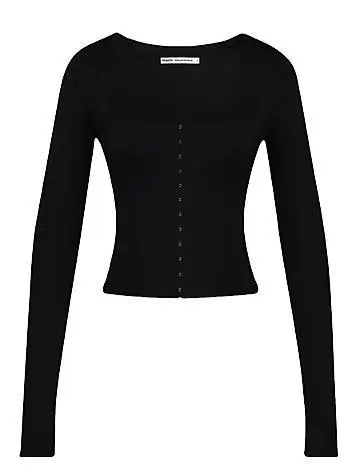 House Of Cb Square-neck Long-sleeved Top - Black