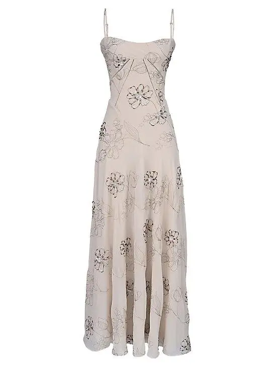 House Of Cb Floral-pattern Woven Maxi Dress - Vanilla