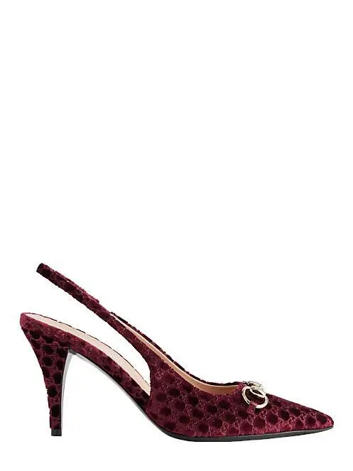 Gucci Gg Horsebit Erin 85 Slingback Velvet Heels - New Vineyard