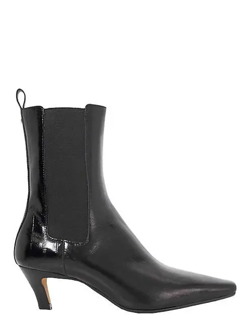 DUNE Odele Heeled Patent-leather Ankle Boots - Black Printed Leather