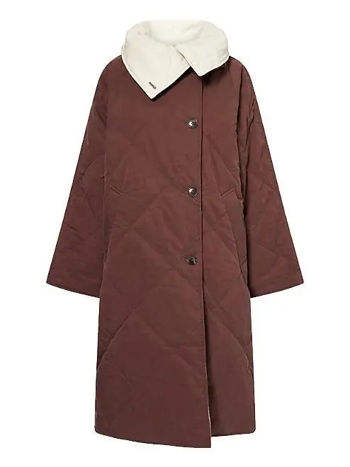 Varley Annalise Reversible Quilted Woven Coat - Deep Mahogany