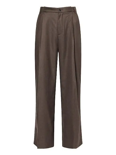 ENTIRE STUDIOS Pleated Wide-leg Wool Trousers - Pecan