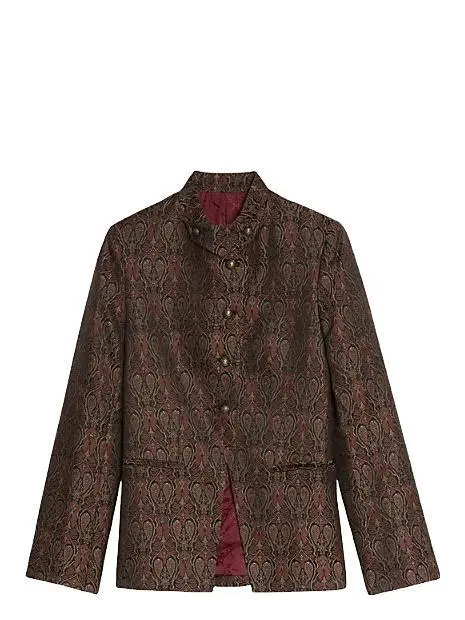 Zadig&Voltaire Stretch-woven Blazer With Paisley Print And Stand Collar - Black